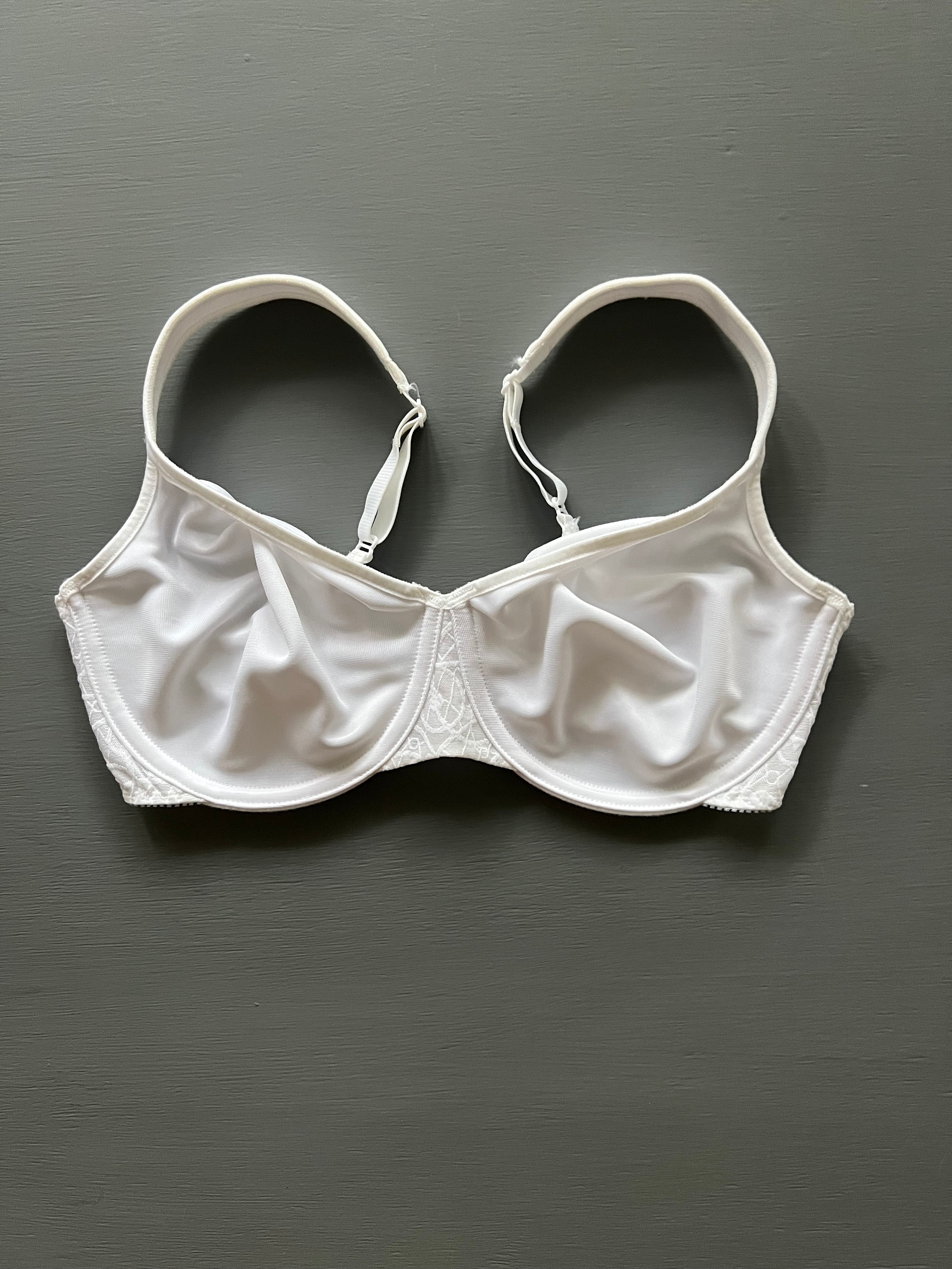 Vtg TRIUMPH Full Covered Bra Retro Sheer Embrossed Abstraction Lingerie ...