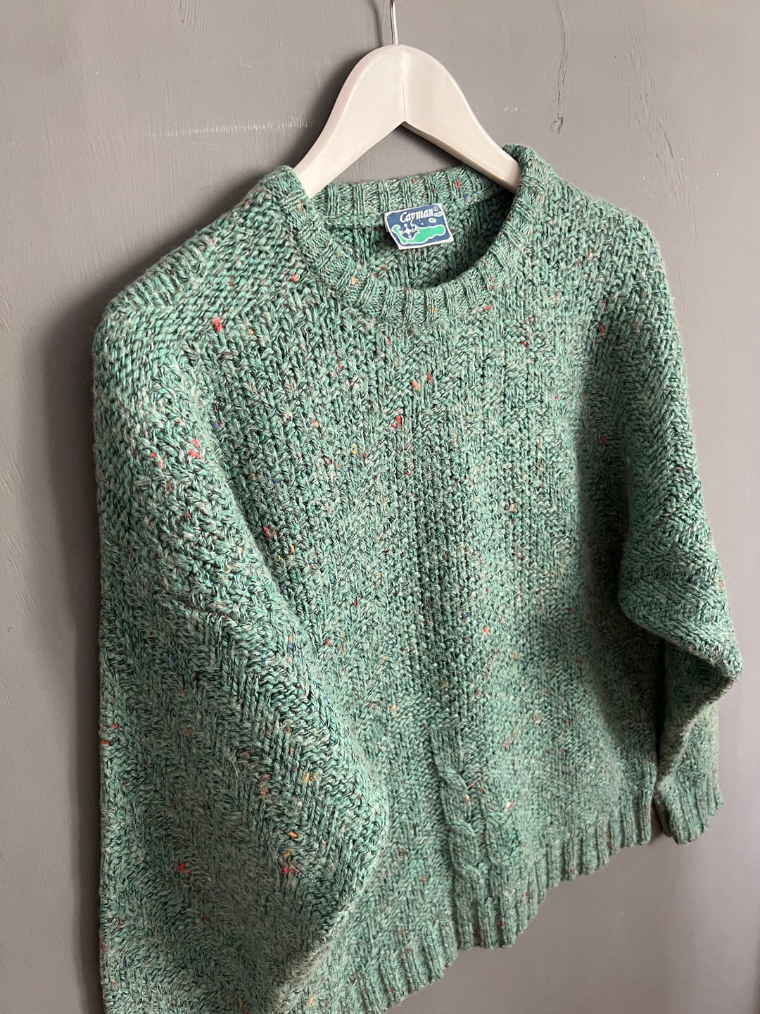 Vintage Cayman Islands Melange Sweater Wool Blend Turquoise Pullover ...