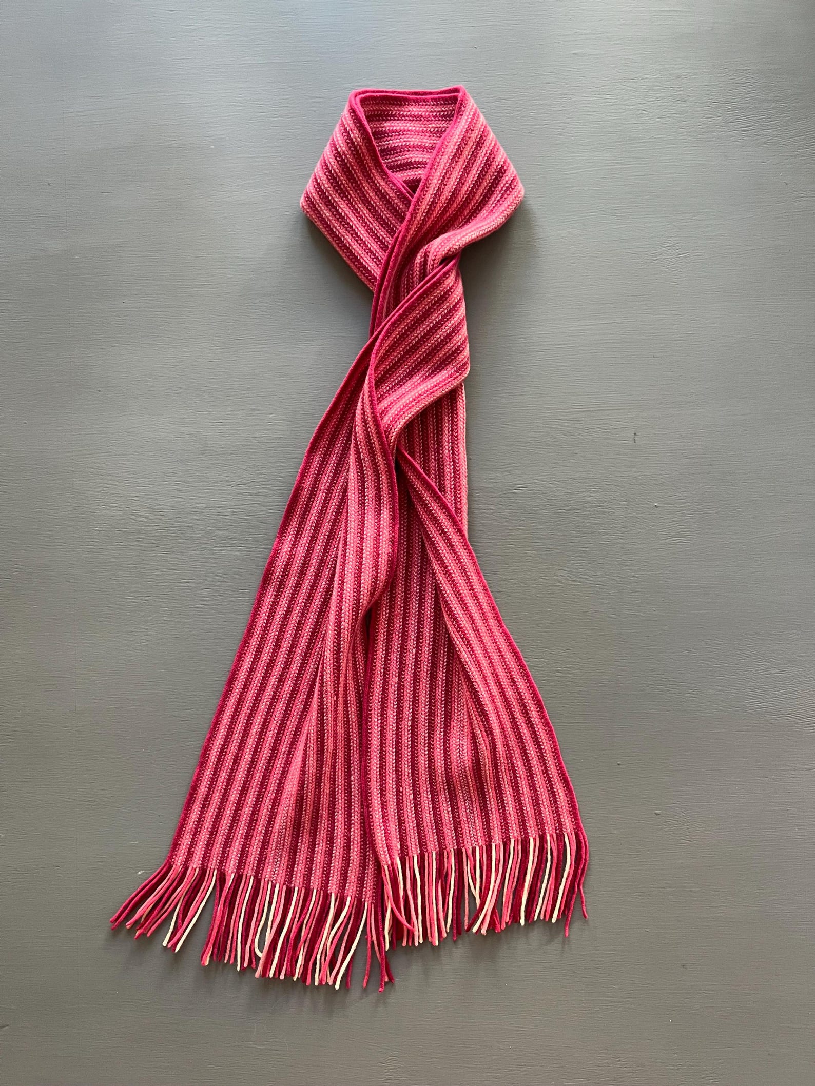 Vtg Sweet Cozy Striped Scarf Pink & White Shawl Rectangular Fringed ...