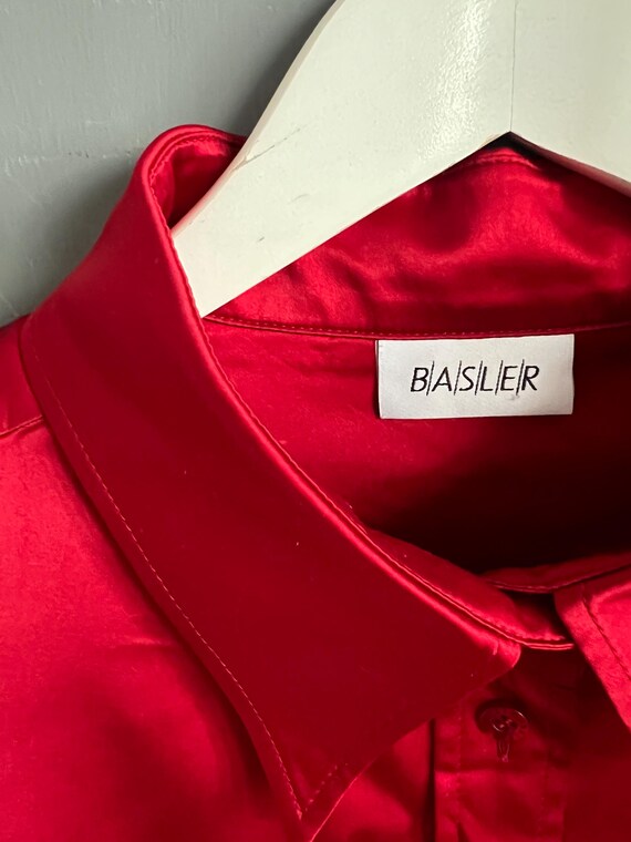 Vtg Basler Satin Blouse Scarlett Red Polyester Ladies… - Gem