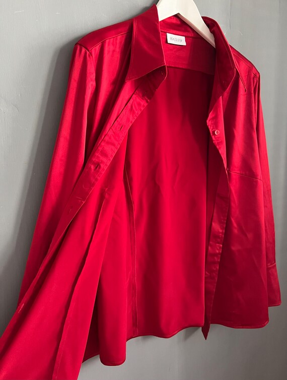 Vtg Basler Satin Blouse Scarlett Red Polyester Ladies… - Gem