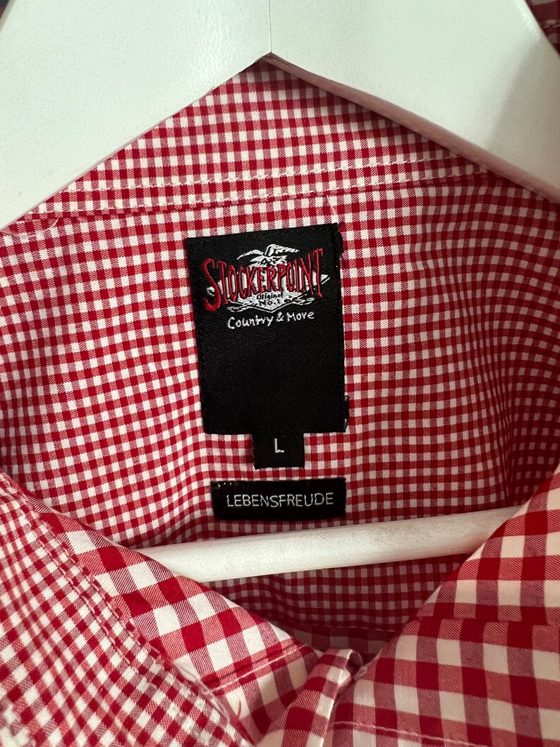 Vtg Stockerpoint Trachten Shirt, Red and White Gingham Checkered Plaid ...