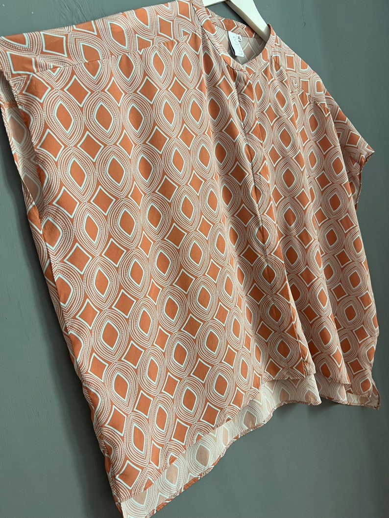 Lu Li Lina Silk Blouse Terracotta White Oversize Ladies Shirt Stand ...