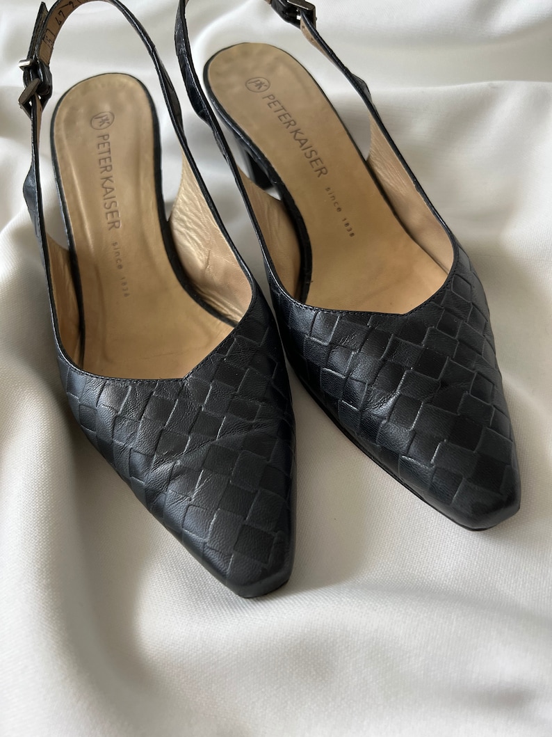 Vtg 90s Peter Kaiser Leather Chess Pattern Kitten Heels, Vintage ...