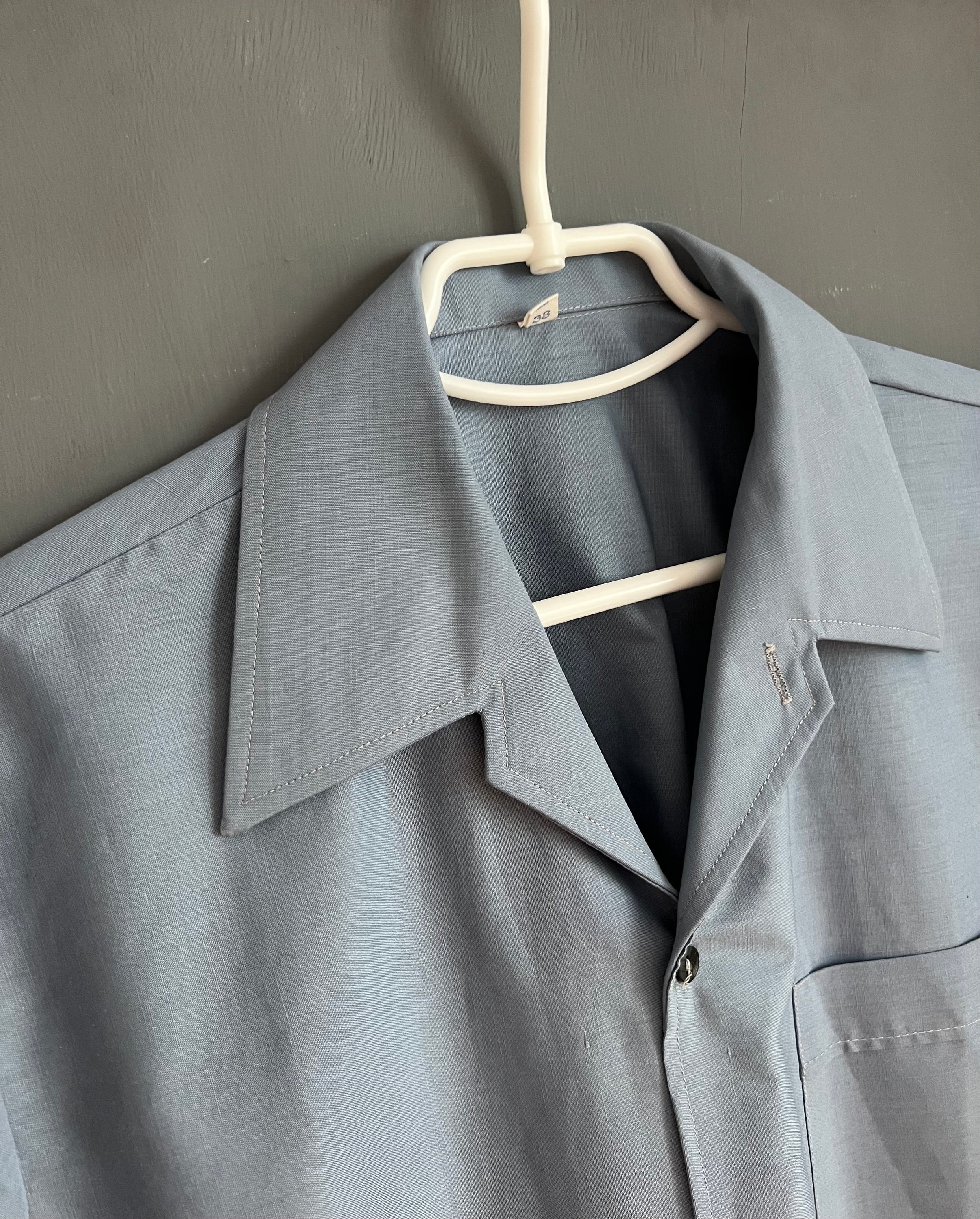 Vintage 70’s Spezitex Blue Gray Shirt, Unisex Button up One Chest ...