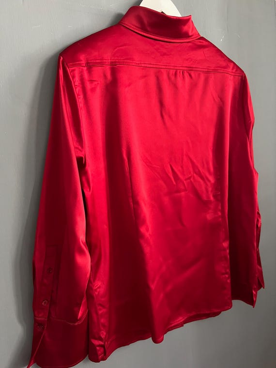 Vtg Basler Satin Blouse Scarlett Red Polyester Ladies… - Gem