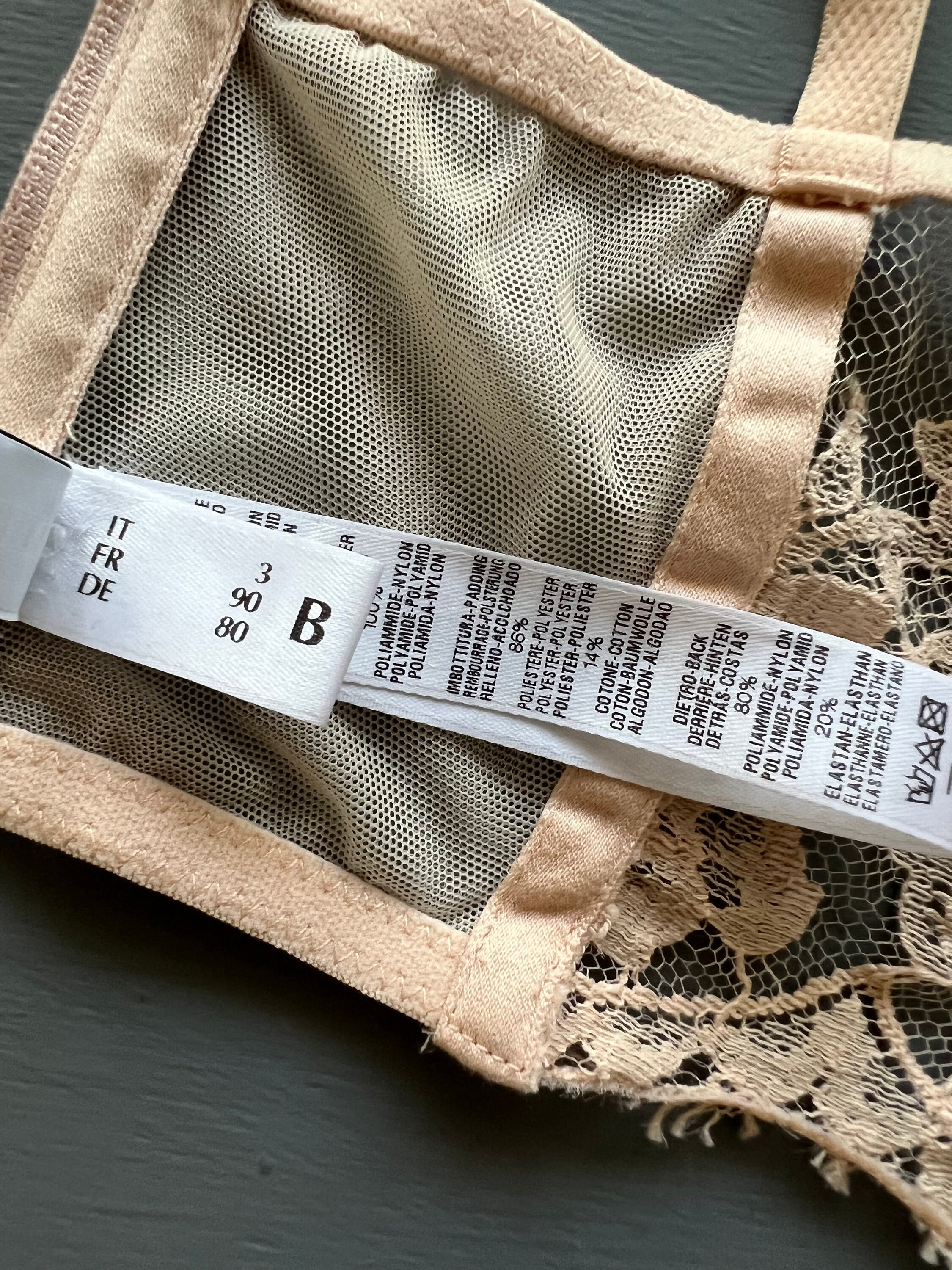 Vintage La Perla Mesh Lace Balcony Bra, Beige Half Cup Bralette, Floral ...