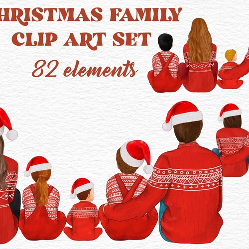 Christmas Family Clipart Commercial License Family Portrait - Etsy Canada