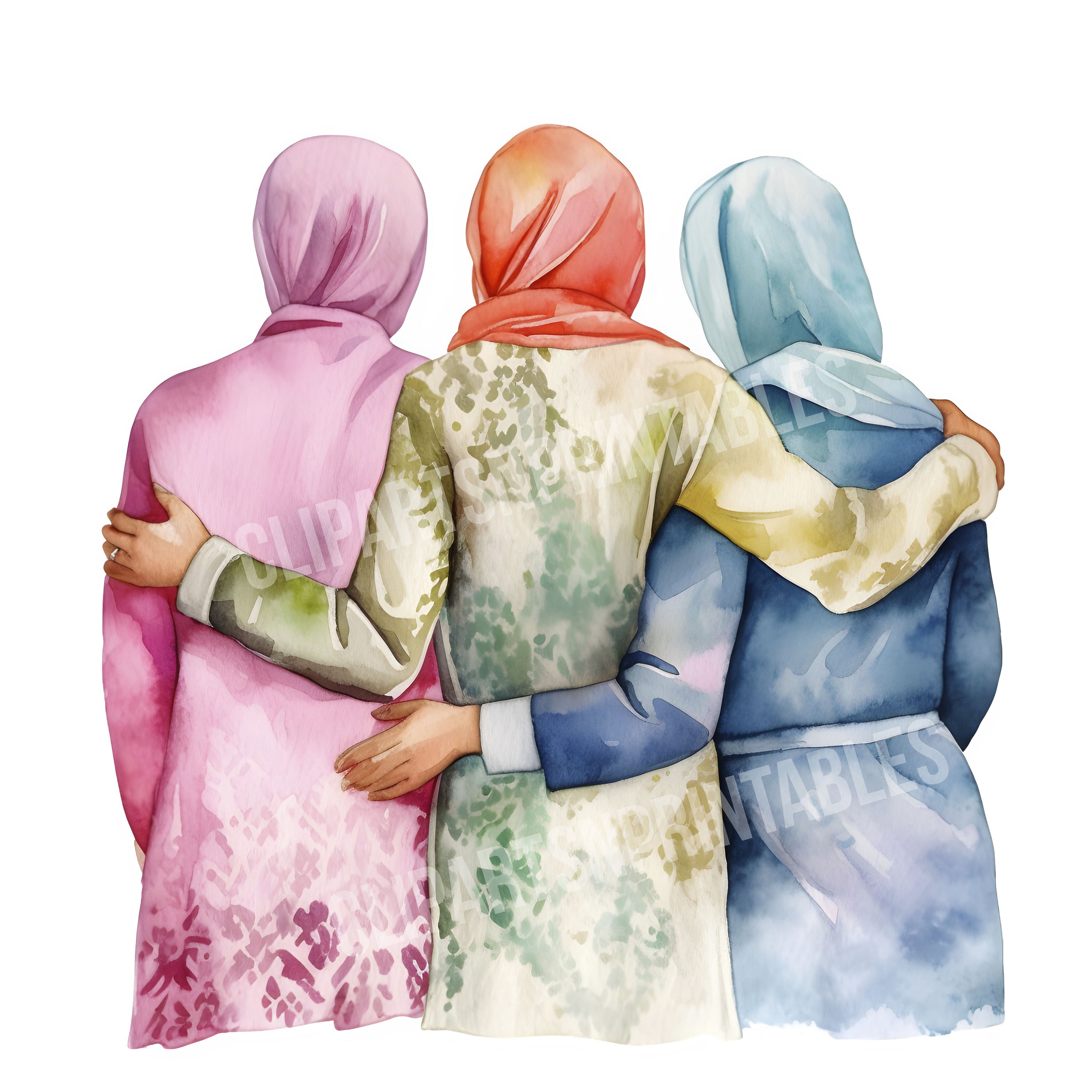 3 Hijabi Friends Clipart 22 Pngs and Jpgs and for Digital - Etsy