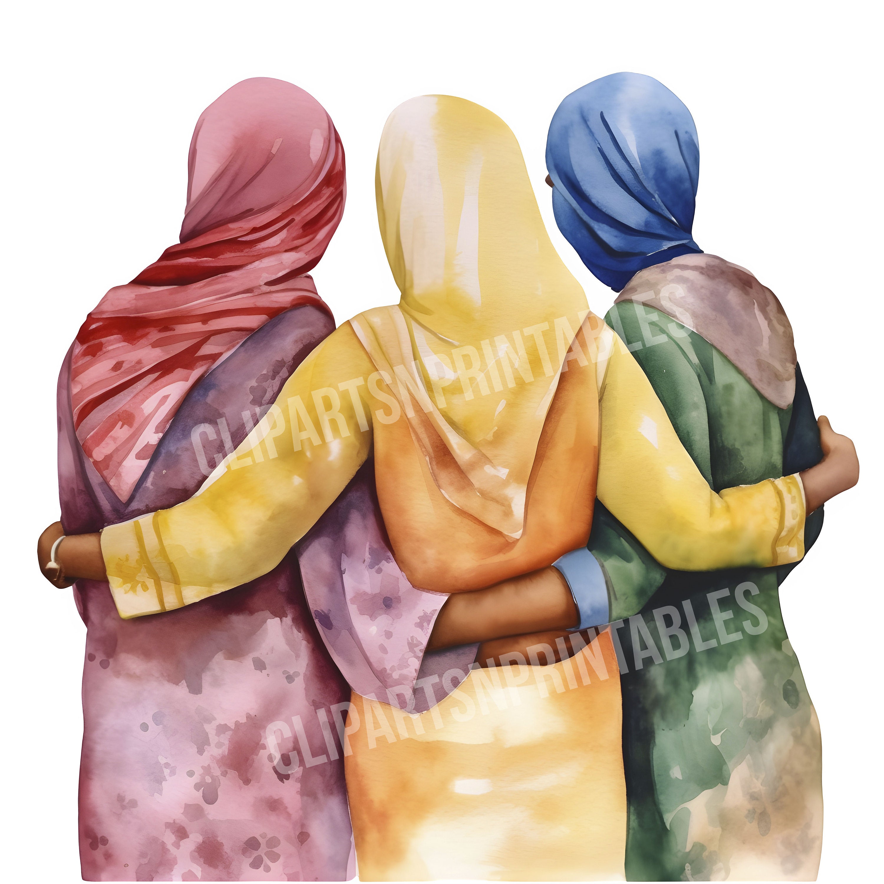 3 Hijabi Friends Clipart 22 Pngs and Jpgs and for Digital - Etsy