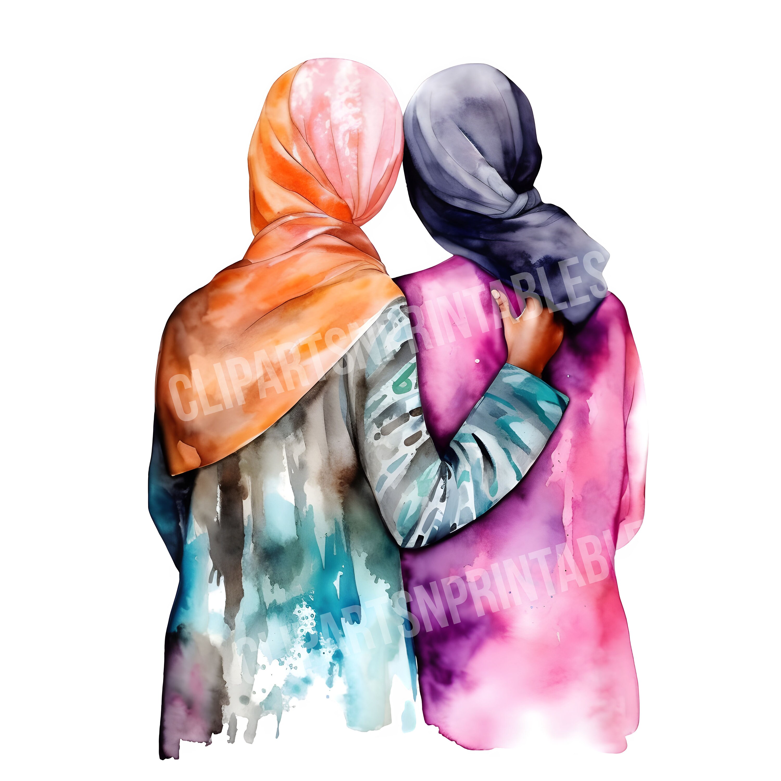 2 Hijabi Besties Clipart, 16 Pngs and Jpgs and for Digital Download ...