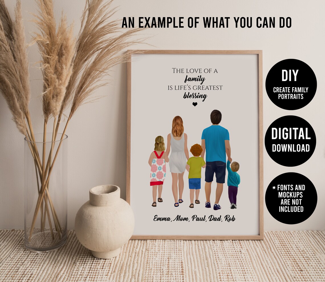 Family Clipart Commercial License Family Portrait Clip Art Mom Dad Son ...