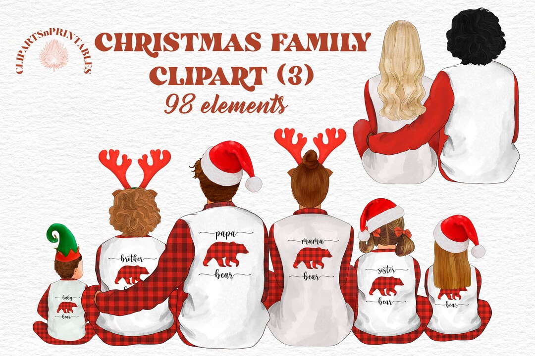 Christmas Family Clipart Commercial License Family Portrait Clip Art ...