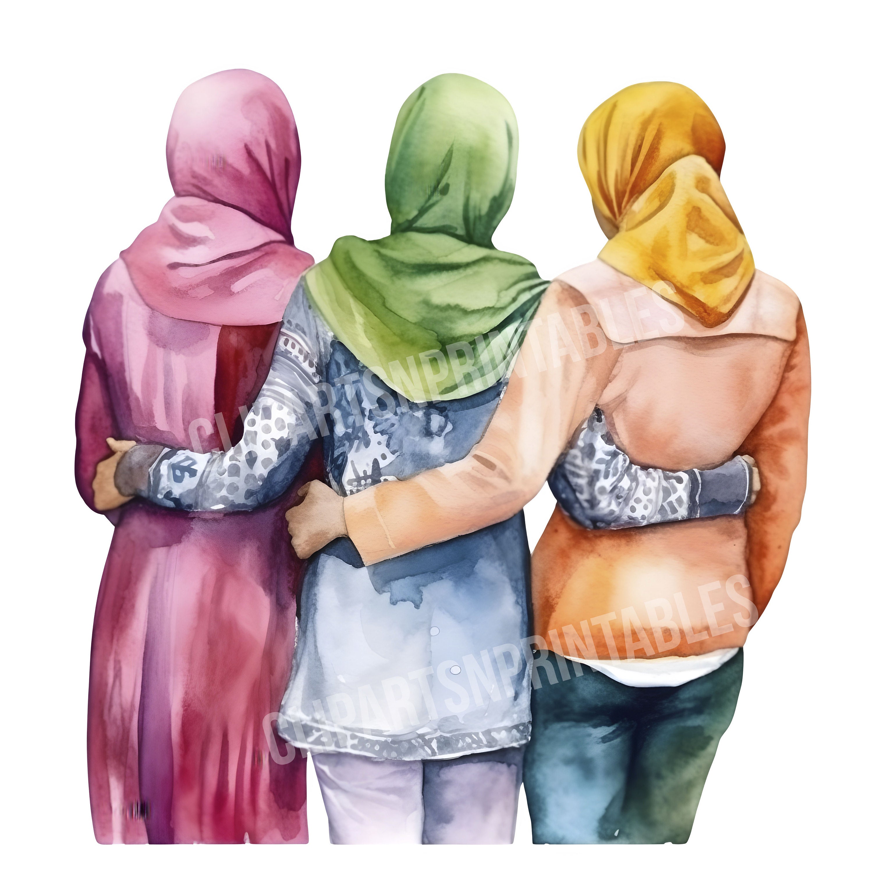 3 Hijabi Friends Clipart, 22 Pngs and Jpgs and for Digital Download ...