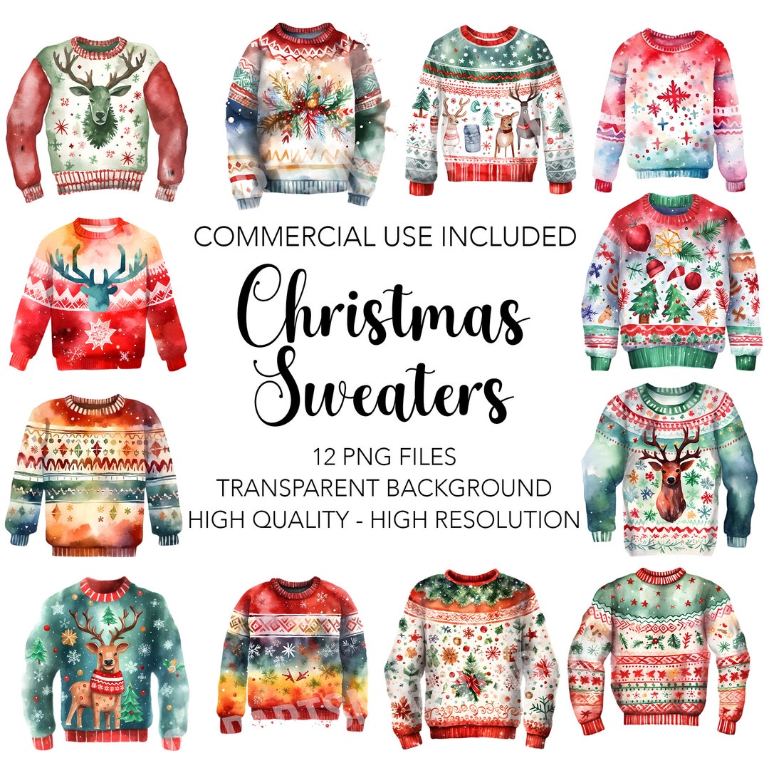Christmas Sweaters Clipart - 12 High Quality Transparent Background ...