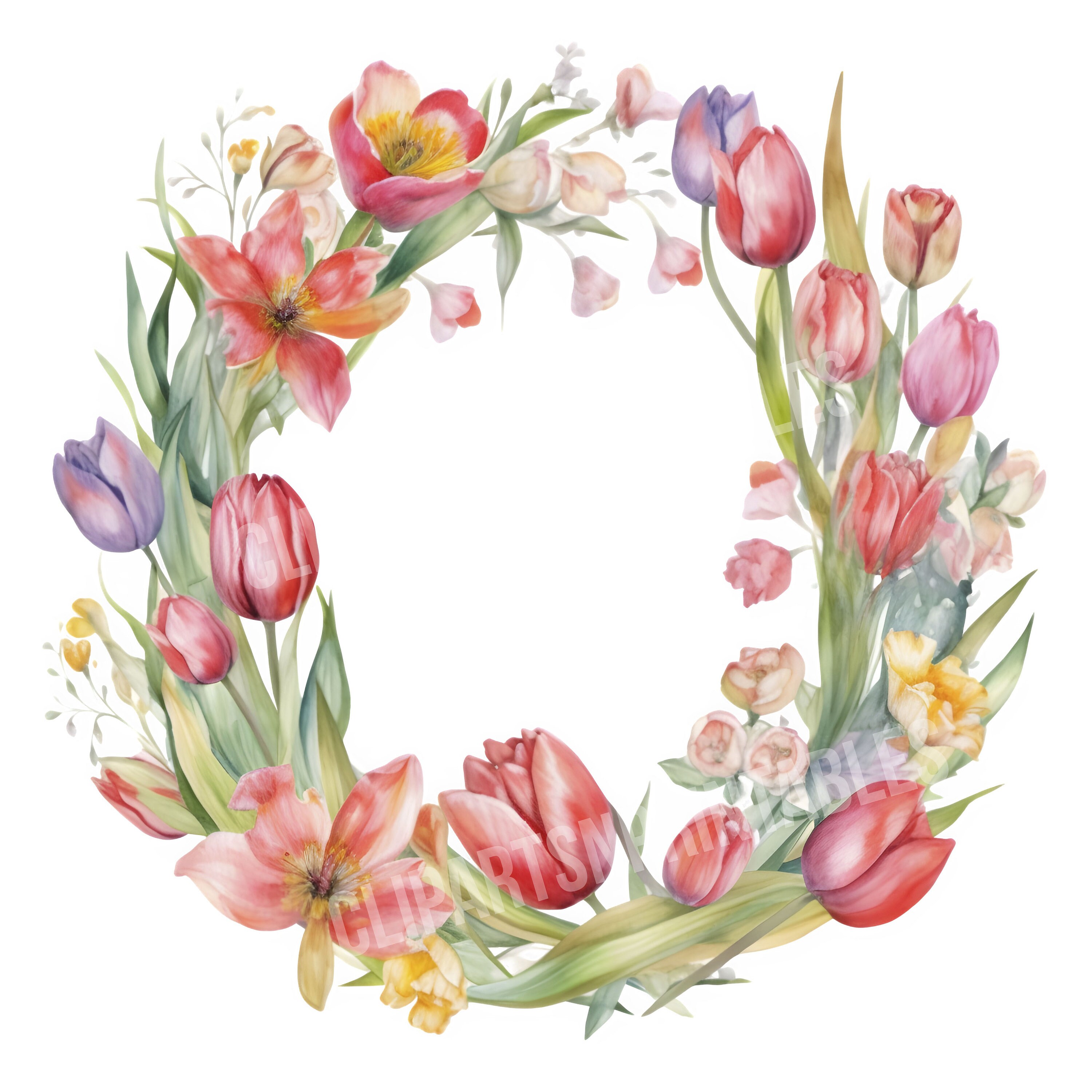 Tulips Watercolor Clipart, 12 Pngs and Jpgs and for Digital Download ...