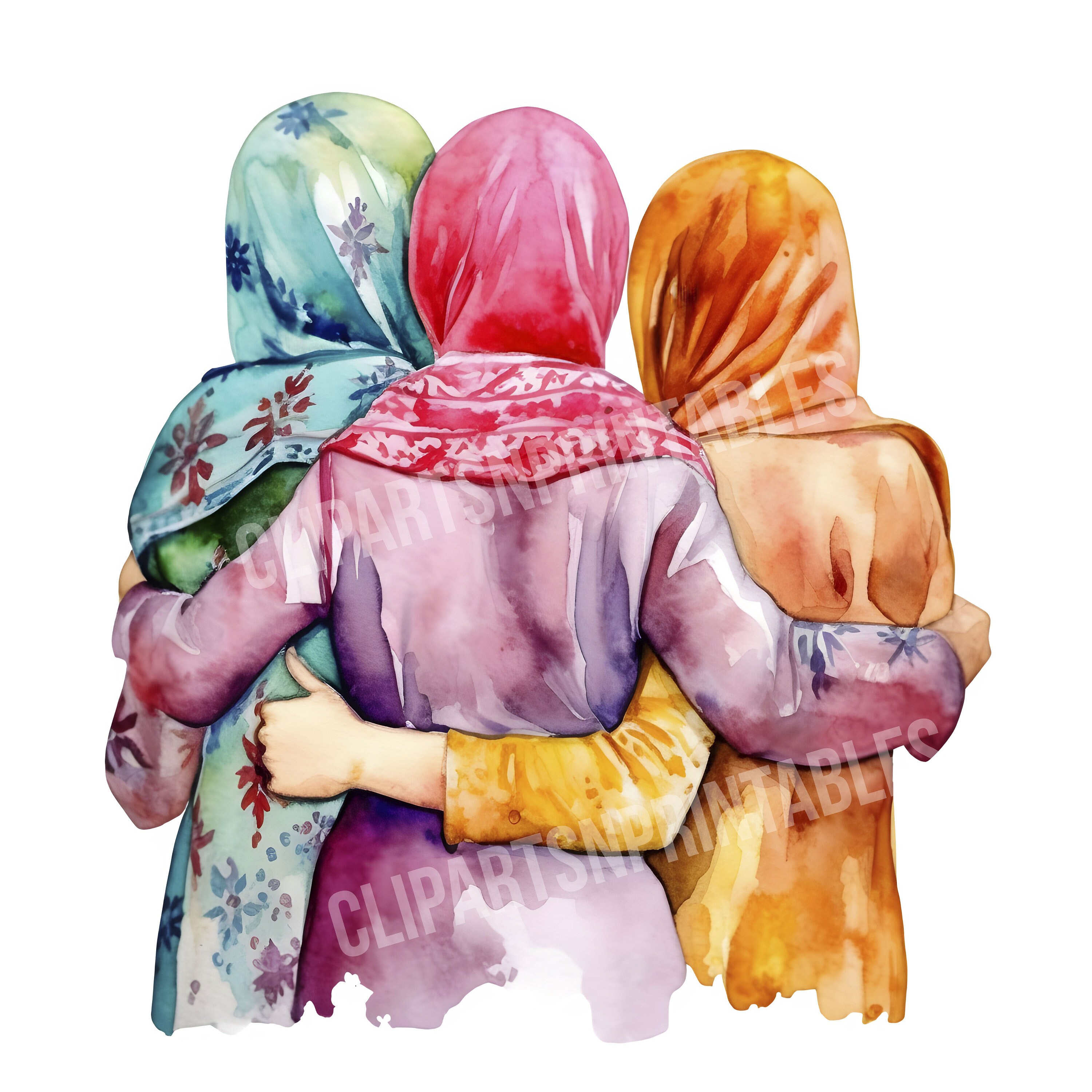 3 Hijabi Friends Clipart 22 Pngs and Jpgs and for Digital - Etsy