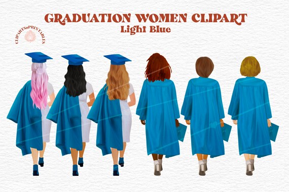Graduation Women Clipart Commercial License Graduation | Etsy