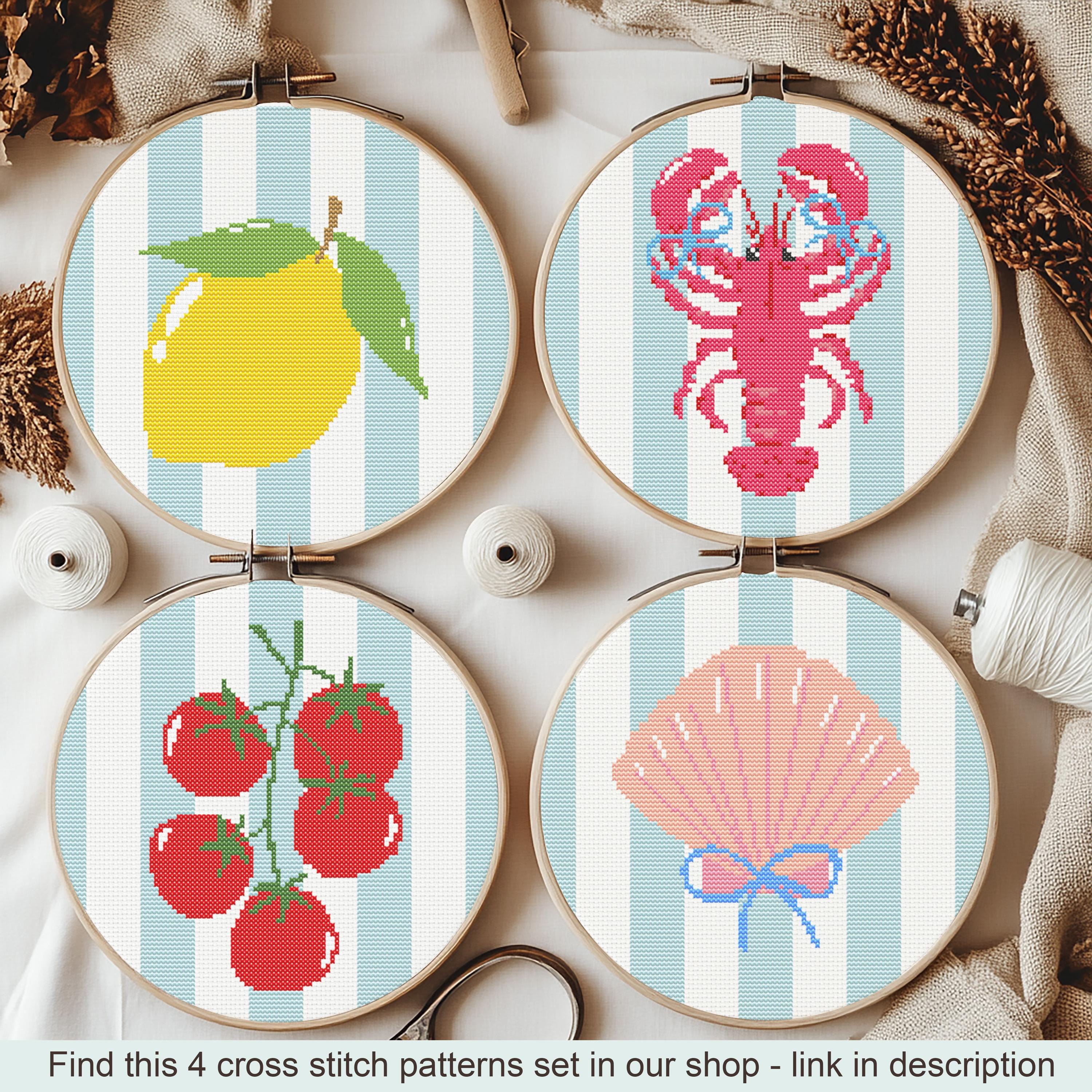 Seashell Cross Stitch Pattern PDF, Coastal Sea Shell Embroidery Design ...