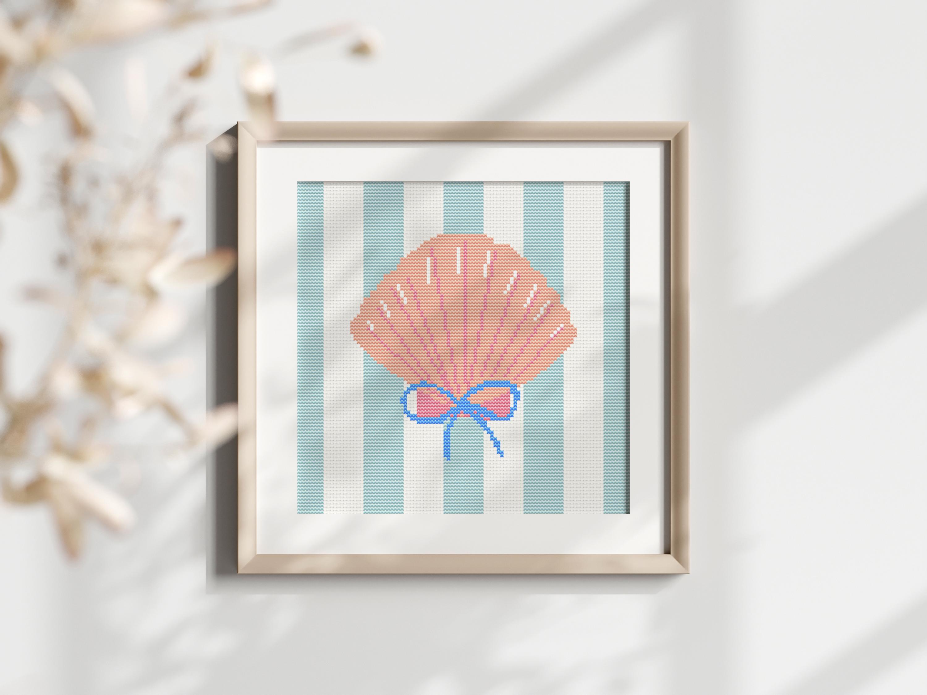 Seashell Cross Stitch Pattern PDF, Coastal Sea Shell Embroidery Design ...