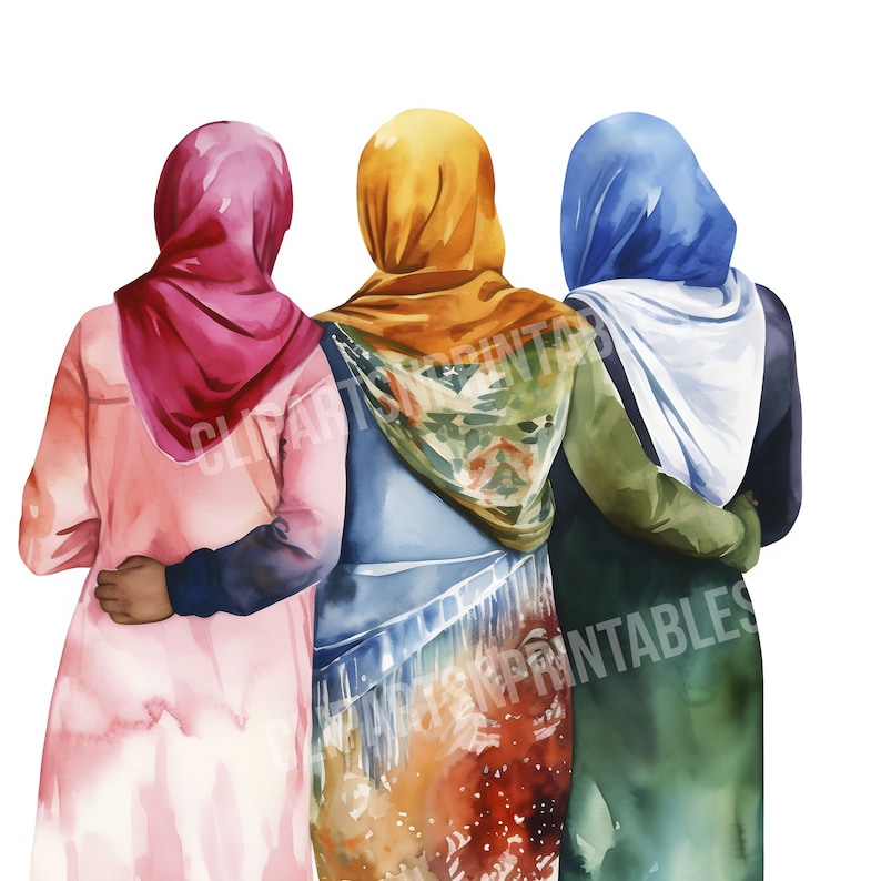 3 Hijabi Friends Clipart 22 Pngs and Jpgs and for Digital - Etsy