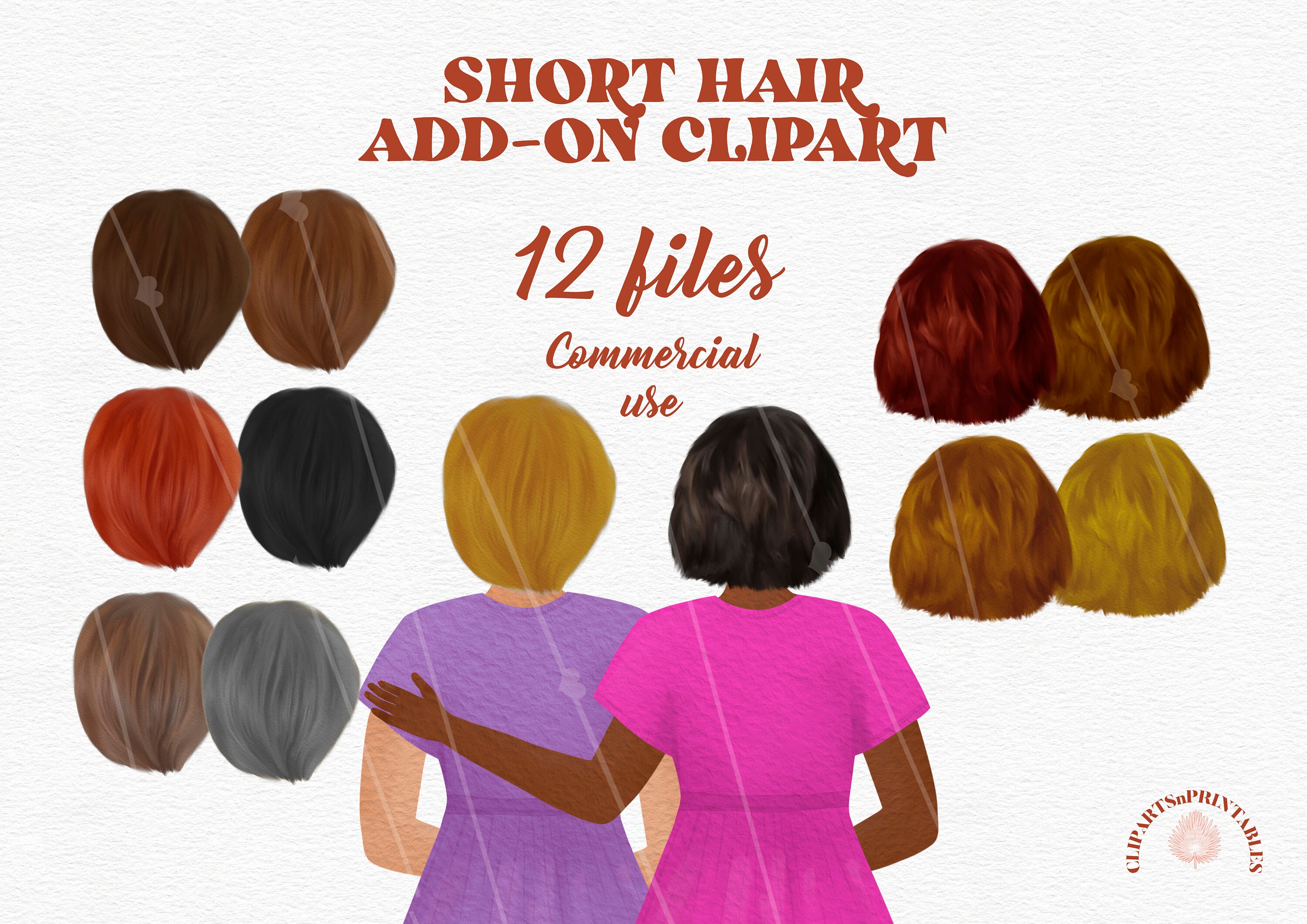 Add-on Short Hair Clipart Commercial Use - Hairstyle Clip Art- Hair PNG ...