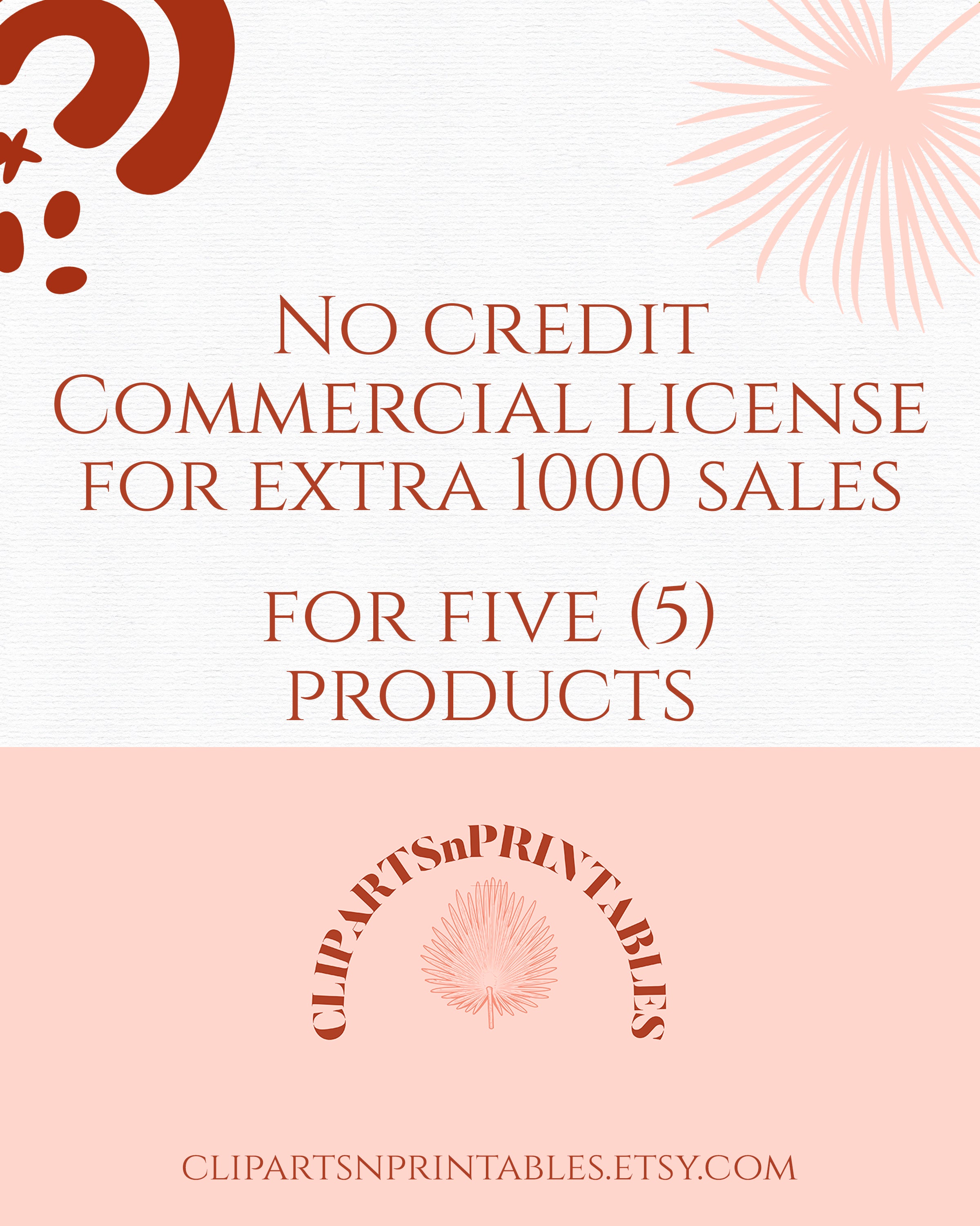 Extra Commercial License Extra 1.000 sales for 5 products/ | Etsy