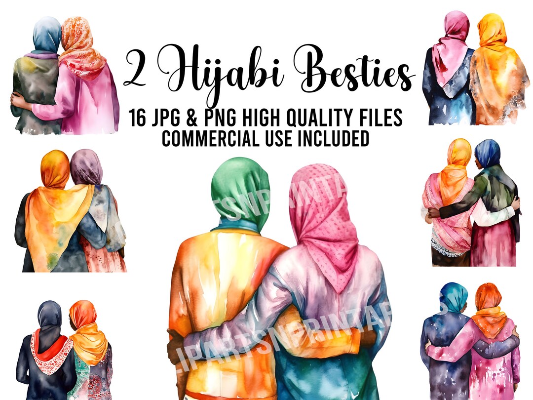 2 Hijabi Besties Clipart, 16 Pngs and Jpgs and for Digital Download ...