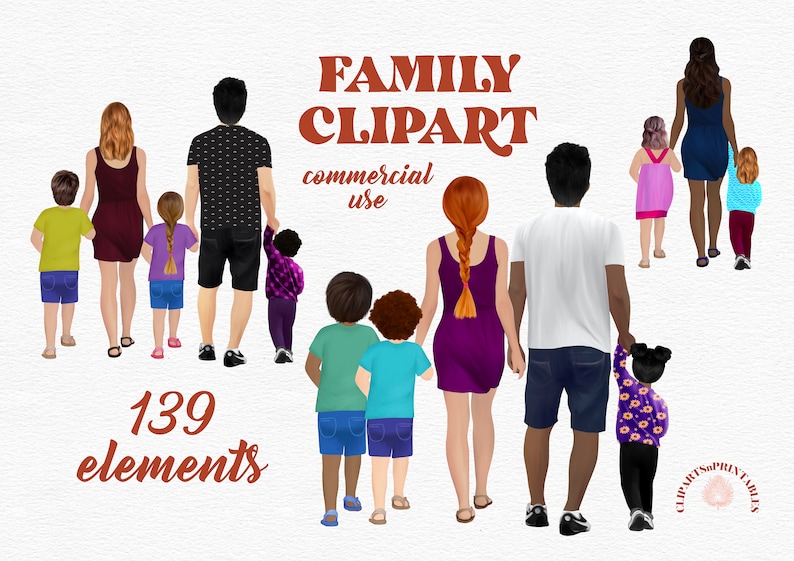 Family Clipart - Commercial License Family Portrait Clip Art - Mom Dad ...