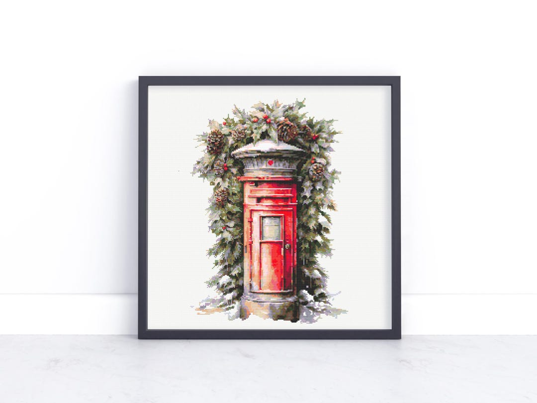 Christmas Postbox Cross Stitch Pattern, Winter Mailbox Christmas ...