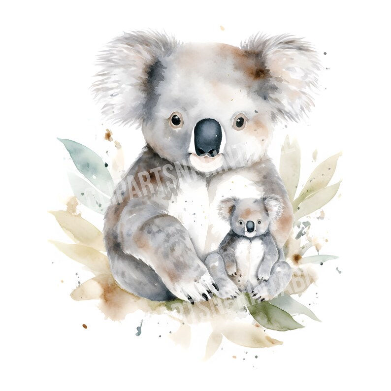 Koalas Watercolor Clipart, 12 Pngs and Jpgs and for Digital Download ...