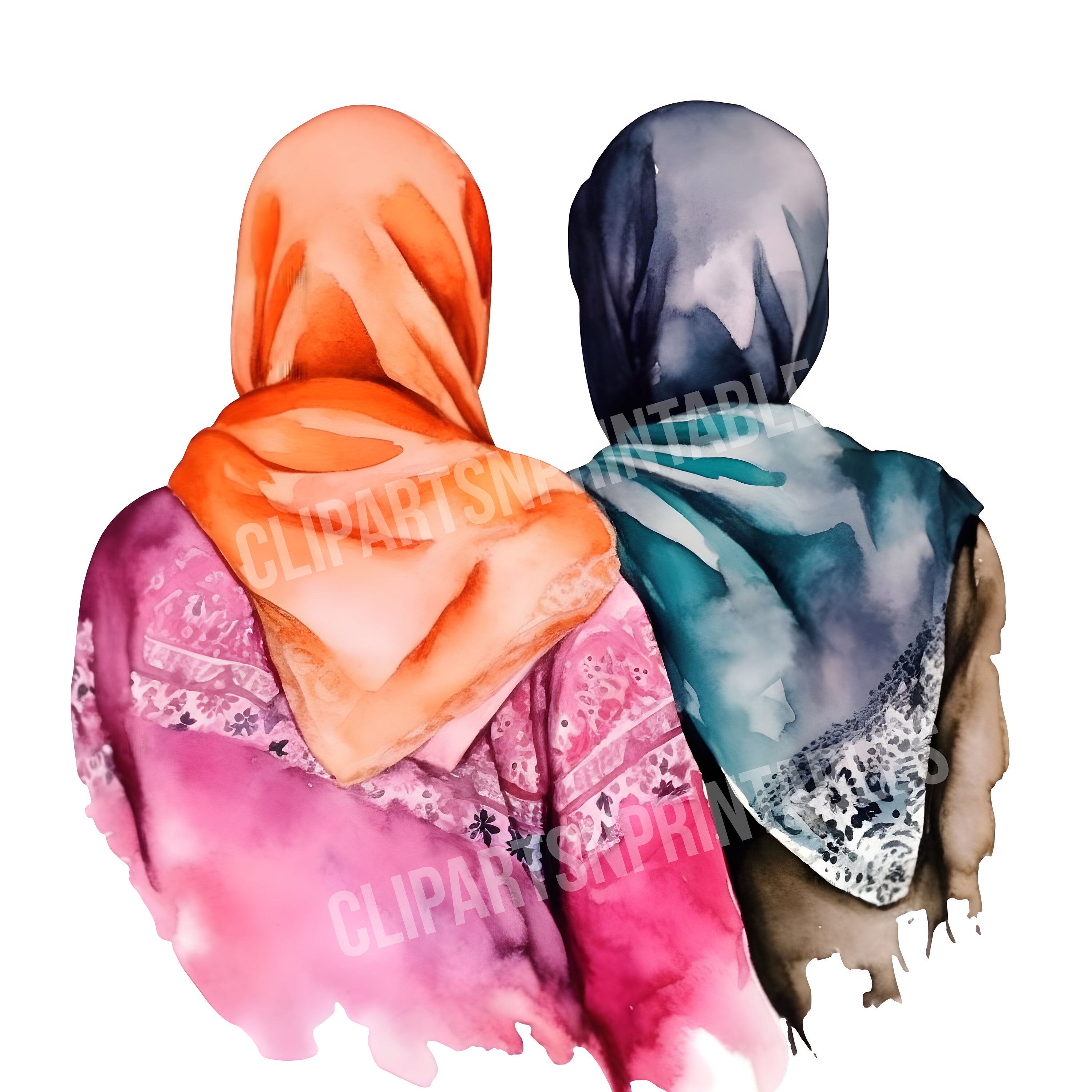 2 Hijabi Besties Clipart, 16 Pngs and Jpgs and for Digital Download ...