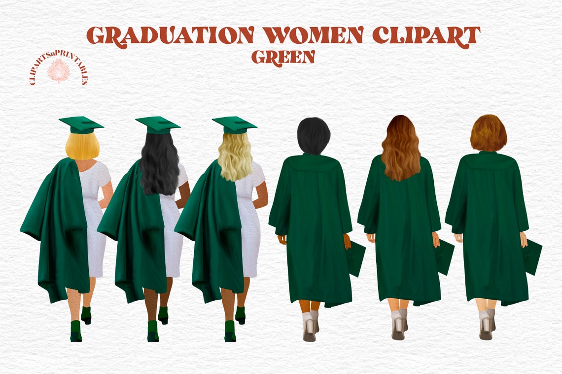 Graduation Women Clipart Commercial License Graduation - Etsy