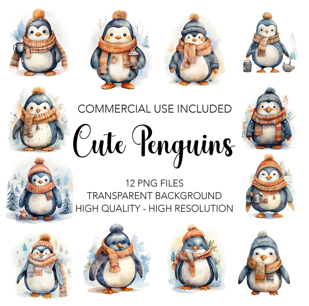 Cute Penguins Clipart - 12 High Quality Transparent Background Pngs ...