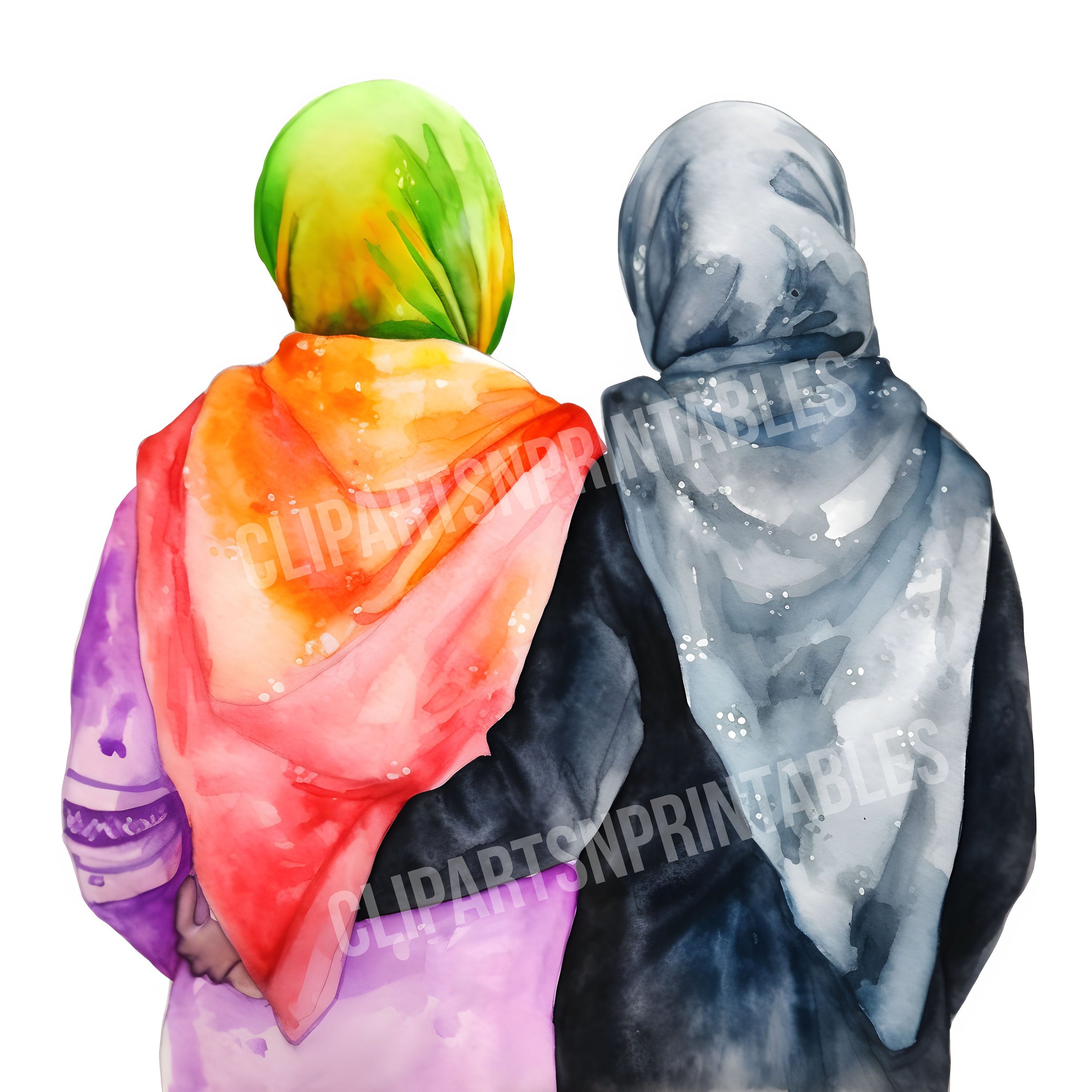 2 Hijabi Besties Clipart, 16 Pngs and Jpgs and for Digital Download ...