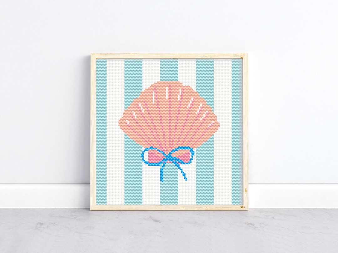 Seashell Cross Stitch Pattern PDF, Coastal Sea Shell Embroidery Design ...