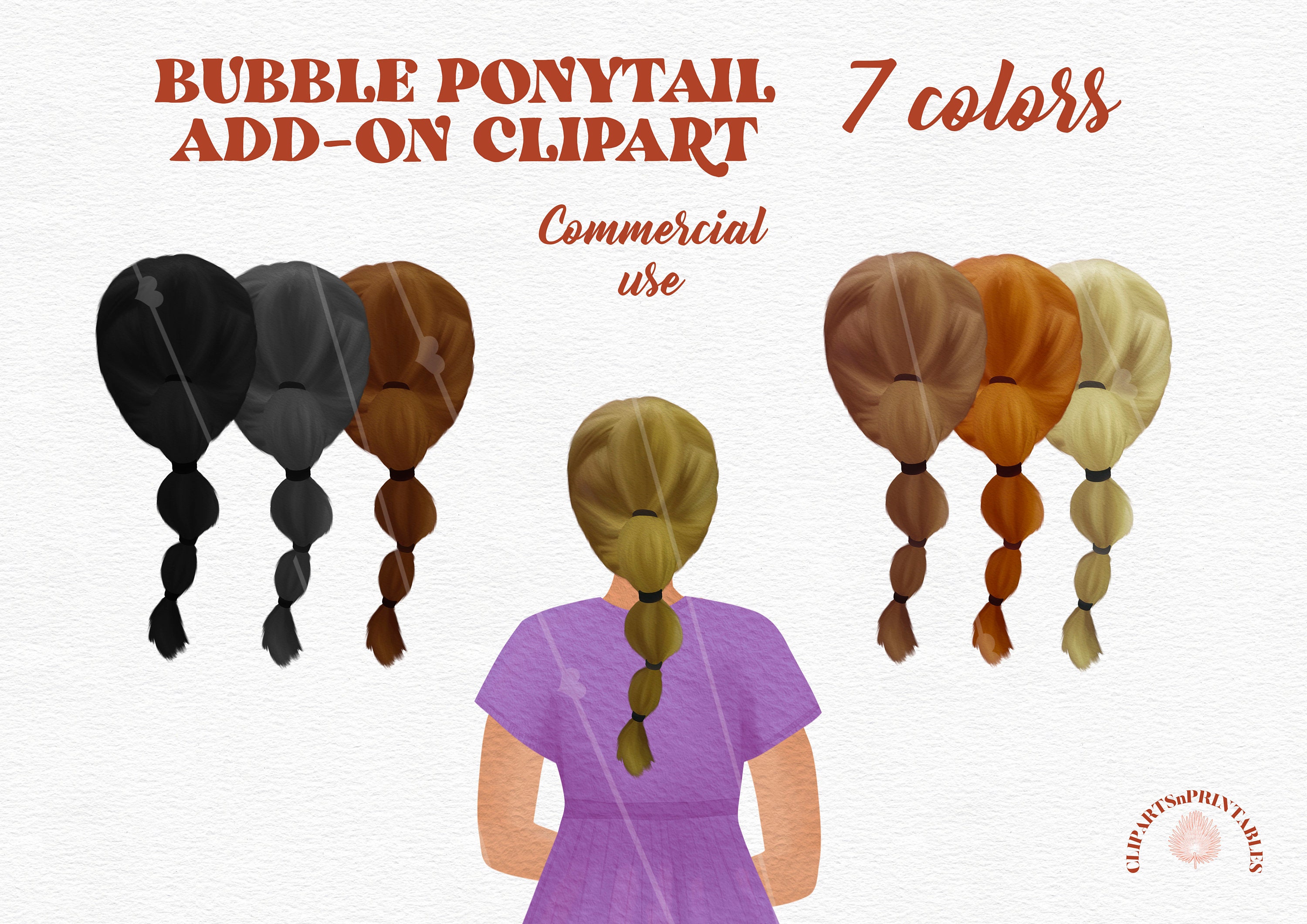 Bubble Ponytail Add-on Clipart Commercial Use - Hairstyle Clip Art ...