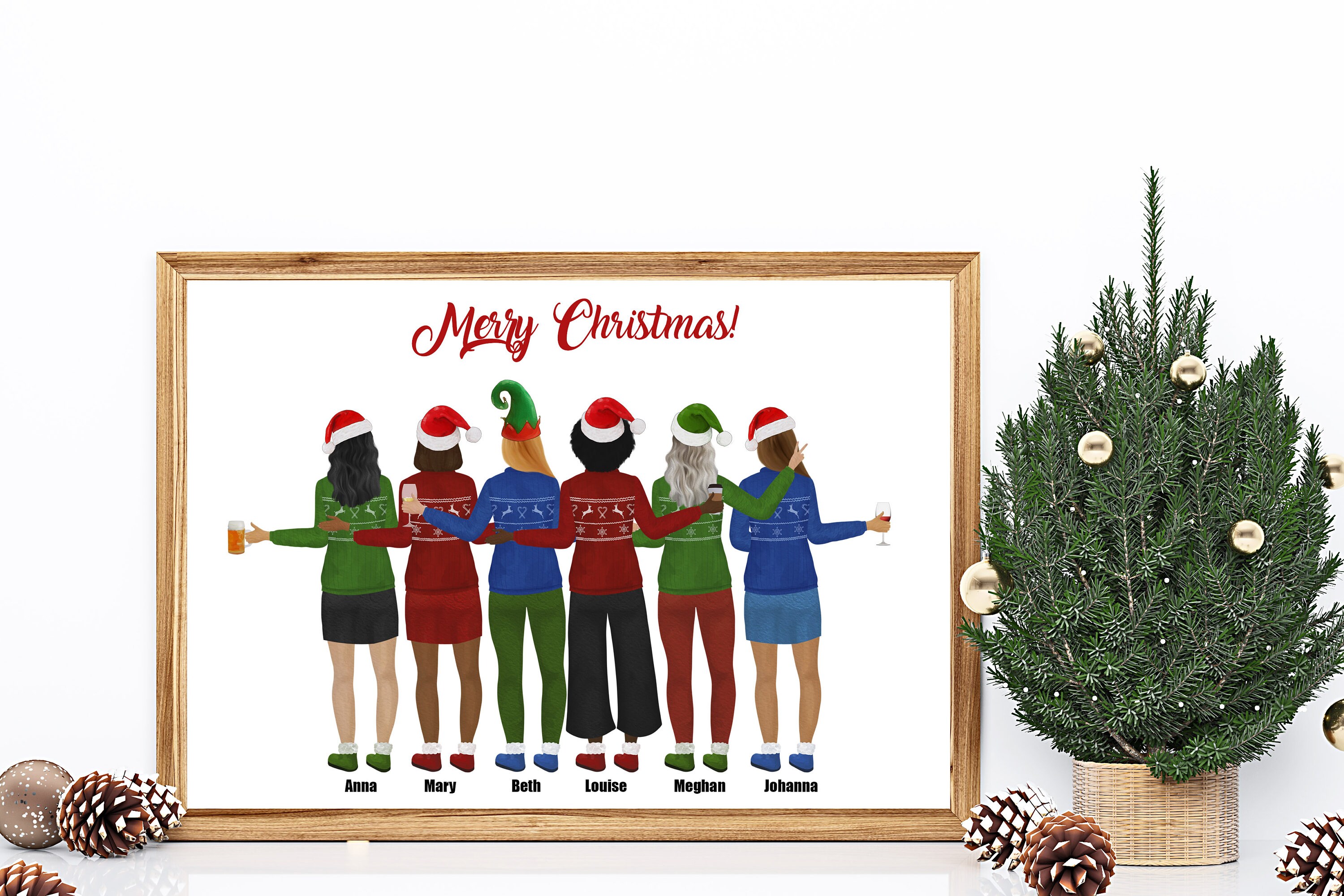 Christmas Friends Clipart Commercial License Best Friends - Etsy