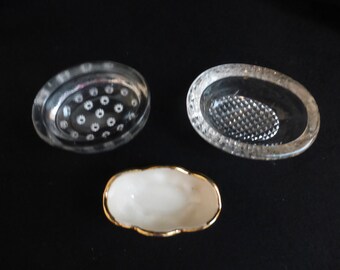Antique Glass 3 Master Salt Dishes Salt Dips Collectible - Etsy