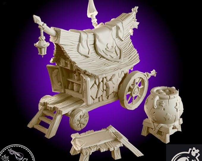 Qimmi Magic and Potion Cart Terrain Market Seller 28mm Miniatures for ...