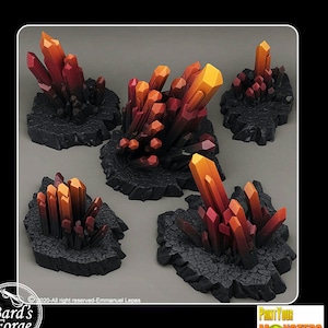 5pc Set Magic Crystal Rocks 3D RESIN Printed 28-32mm Tabletop Scatter ...