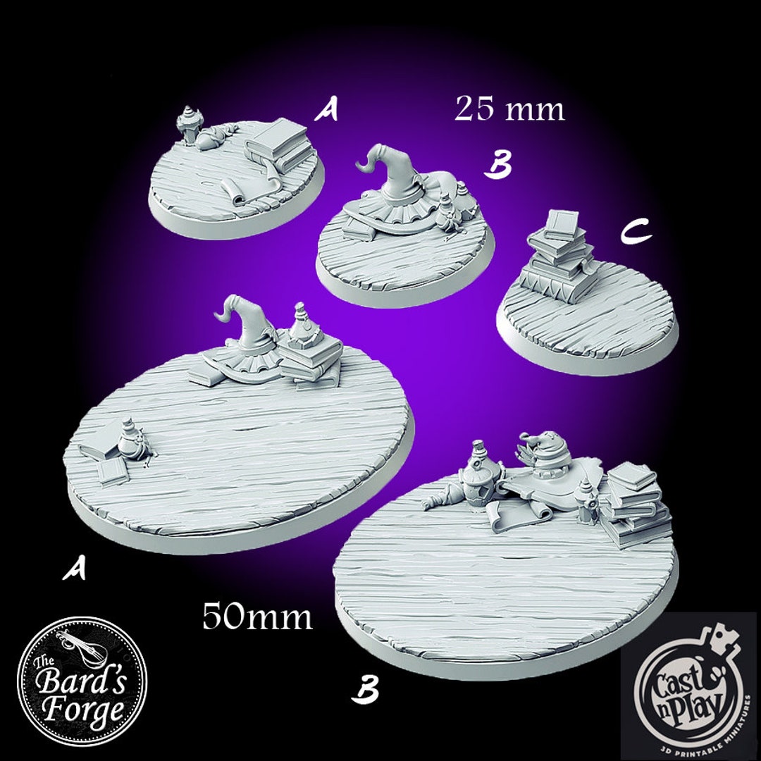 Wizard Magical Bases 25mm 50mm 3D RESIN Printed Tabletop Fantasy Gaming ...