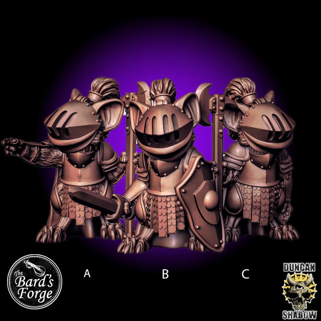 Mouse Folk Knights Paladin Miniature 3D Resin Printed 28-32mm Tabletop ...