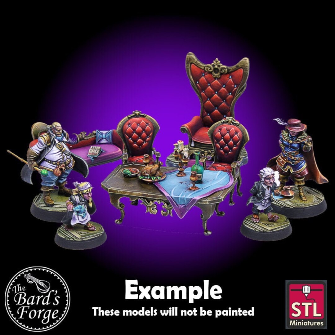 10pc Set Game Masters Manor Props With Lord, Lady, Maid, Butler • STL ...