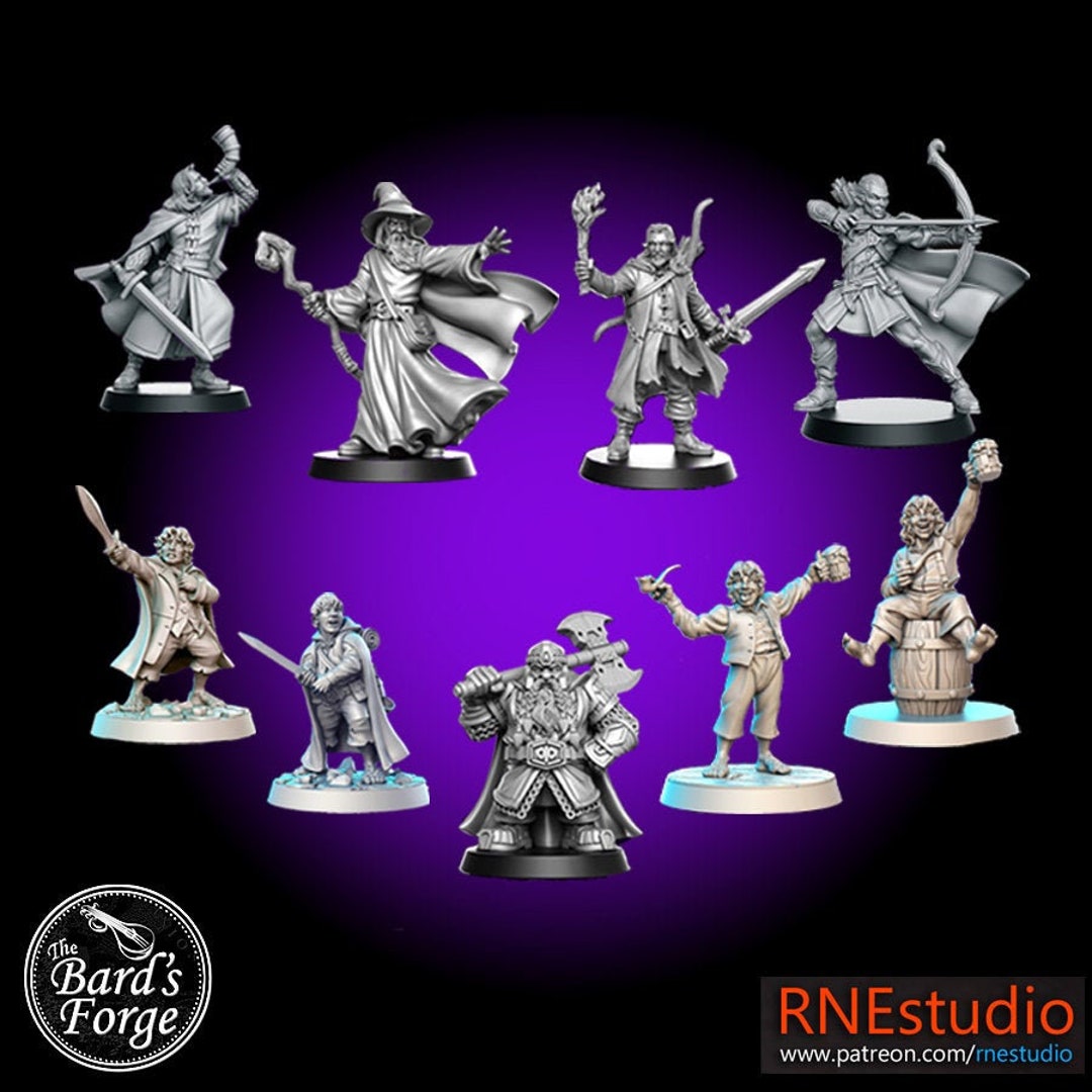 9pc Set Lord of the Rings Inspired Miniature 3D Resin Printed 28-32mm ...