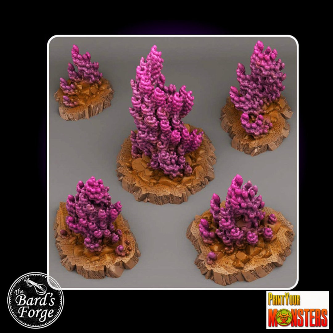 5pc Set Twisted Anemones Ocean Coral 3D RESIN Printed 28-32mm Tabletop ...