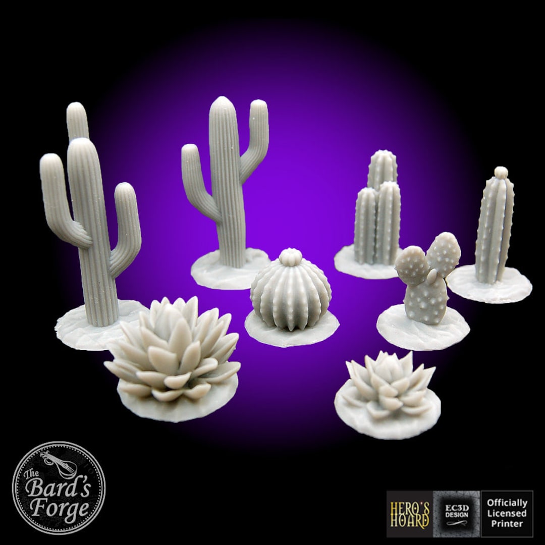 Cactus Plant 8 Pc Resin Set 28-32mm Scatter Desert Terrain,gaming,dungeons and Dragons, D&D ...