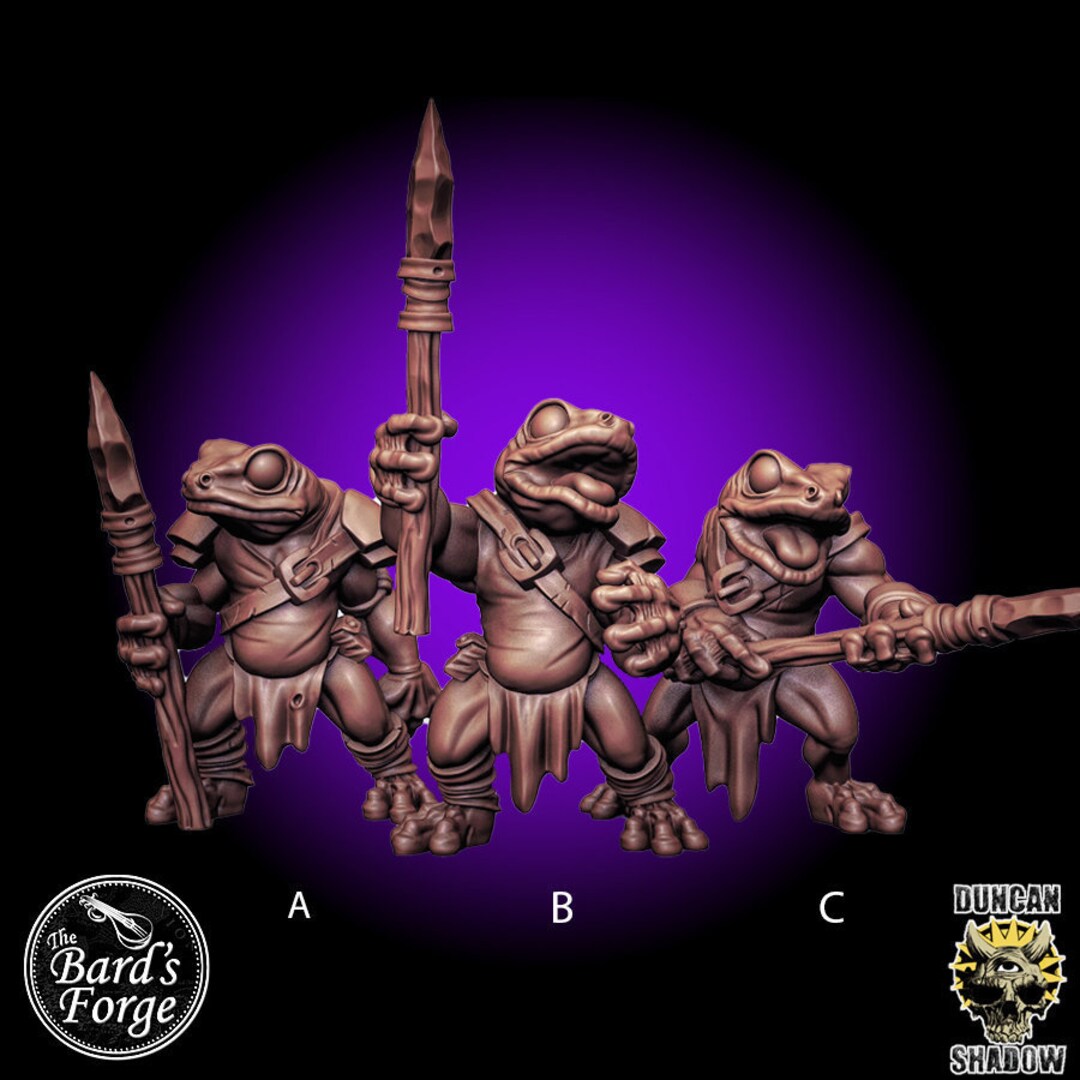 Boggard Bullywug With Spear Miniature 3D Resin Printed 28-32mm Tabletop ...