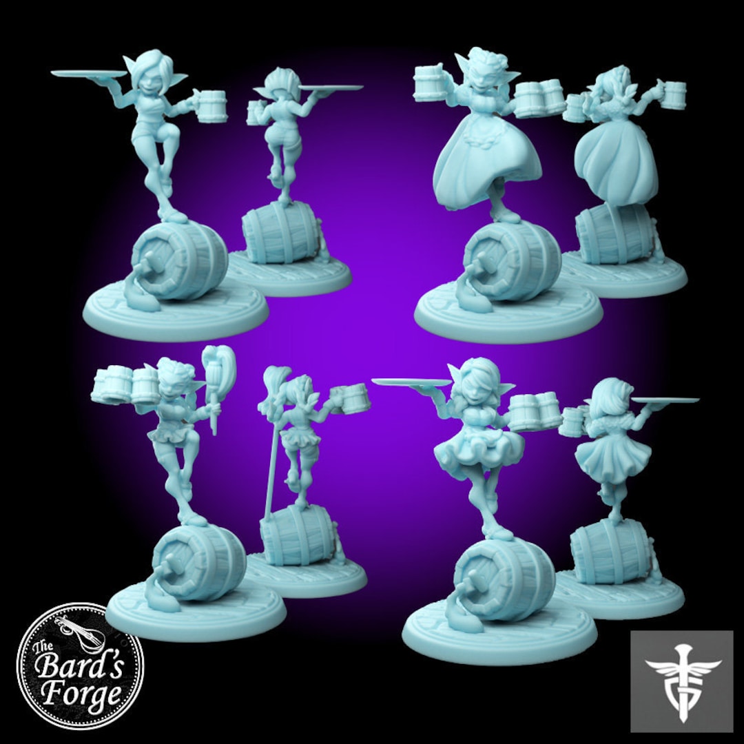 Female Goblin Barmaid Tavern Wench Miniature 3D Resin Printed 28-32mm ...