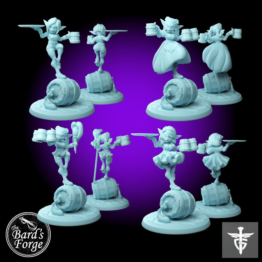 Female Goblin Barmaid Tavern Wench Miniature 3D Resin Printed 28-32mm ...